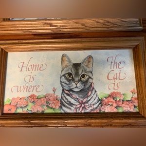 Wall Decor | Vintage Figi Graphics Cat Prints Wooden Frames | Poshmark